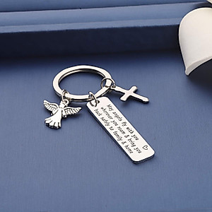 MYOSPARK Travel Prayer Keychain May Angels Fly With You Wherever You Roam & Bring You Back Safely To Family & Home Traveller Gift For Family Friends (May Angels Fly With You)