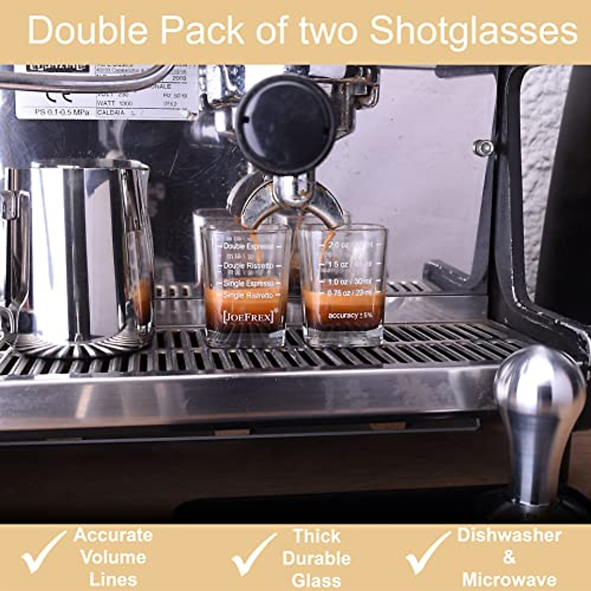 [JOEFREX] Espresso Shot Glasses - 2 Pack - espresso shot glass measure - 2oz - Espresso shot glasses set of 2 - Espresso shot glasses barista - espresso glasses set of 2 (2 Pack)