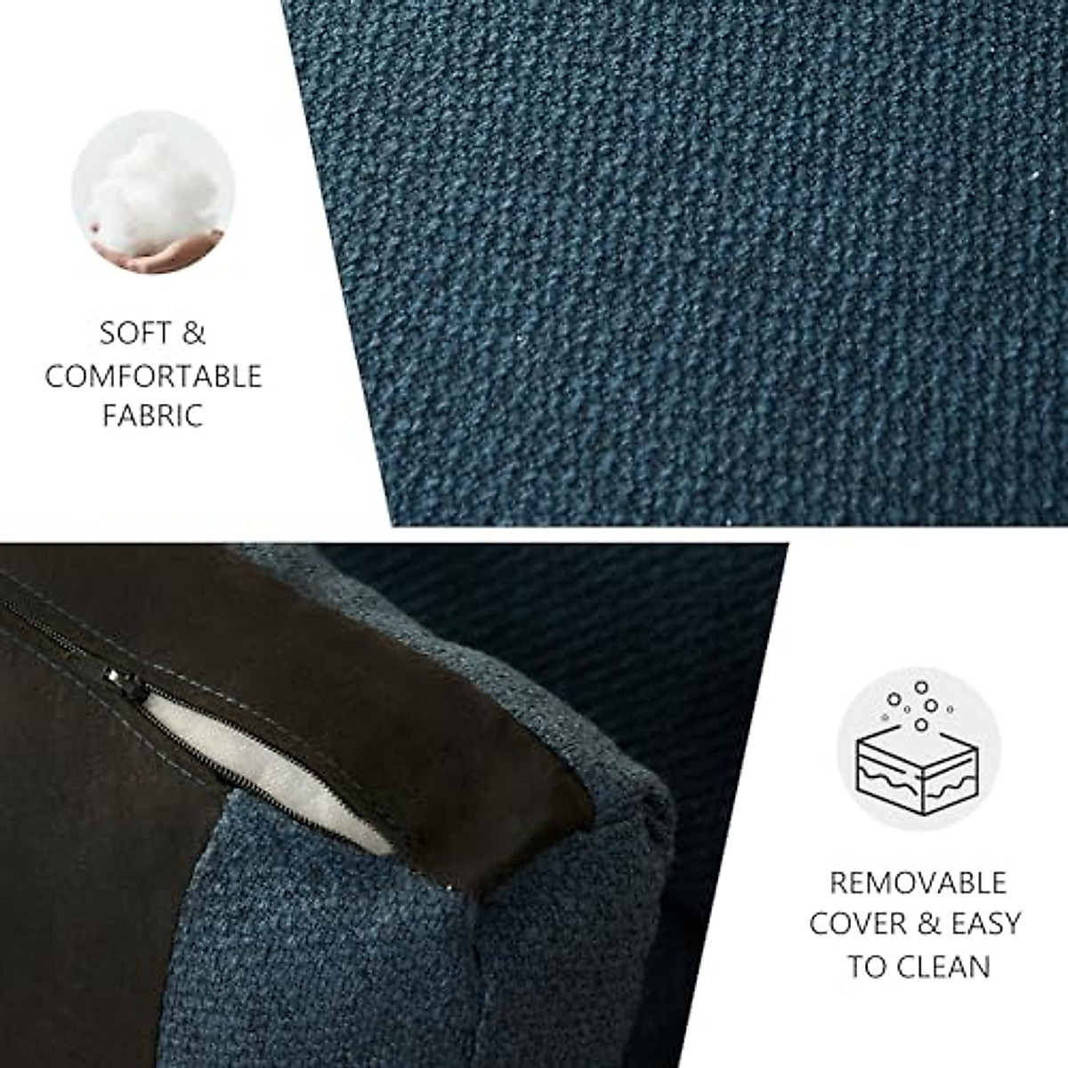 Cpintltr U Shaped Sectional Sofa Modern Convertible Modular Couch with Reversible Chaise Upholstered Linen 5-Seat Sofa Furniture Set with Ottomans for Living Room (Navy Blue,5+2)