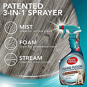 Simple Solution Hard Floor Pet Stain and Odor Remover | Dual Action Cleaner for Sealed Hardwood Floors | 32 Ounces