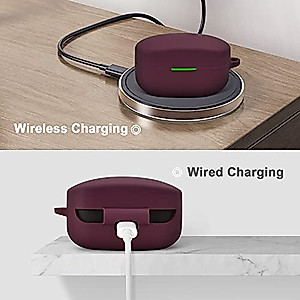 AIRSPO Case Compatible with Sony WF-1000XM4 Silicone Protective Skin Case Cover for Sony Wireless Earbuds (Burgundy)