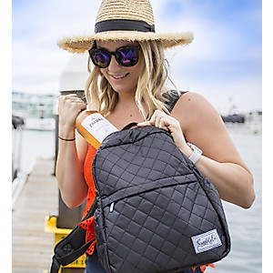 Insulated Mini Backpack Lunch Bag w/Padded Straps & Drink Side Pockets (Black)