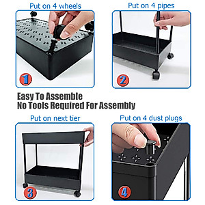 AYVANBER 4 Tier Slim Rolling Utility Kitchen Cart Bathroom Organizer for Narrow Places Multipurpose Storage Shelve Mobile Trolley for Bedroom Laundry Office Restaurant Garage Pantry (Teal)