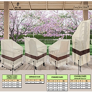 WJ-X3 Patio Chair Cover, Outdoor Lounge Cover, Heavy Duty, Waterproof Lawn Patio Furniture Covers, 40W x 40D x 36H, Beige, 2-Pack