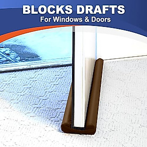 Twin Draft Guard Hug N Fit, Original Dual Draft Stopper Instantly Blocks Air from Entering, Water Repellent, Fits 28”-36” Length with 1.5” Energy Saver Tube