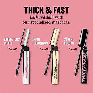 Soap & Glory Thick & Fast High-Definition Collagen-Coat Mascara, Black - Volumizing & Lengthening Mascara for Definition + Drama - 7 Sided 180 Mascara Brush + NOFLAKE24 Flake Free Mascara (10ml)