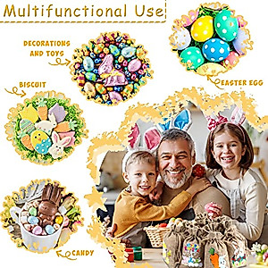 50 Pcs Easter Burlap Bags with Drawstring Bunny Burlap Gift Bag Burlap Bunny Bag Gift Wrap Bags Goody Bags for Kids Easter Party Favor Supply DIY Craft