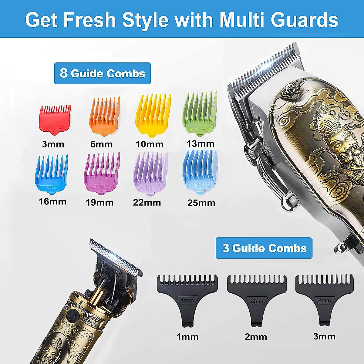 Suttik Professional Hair Clippers for Men, Clippers and Trimmers Set, Cordless Barber Clippers for Hair Cutting, Beard Trimmer Hair Cutting Kit with T-Blade Close Cutting Trimmer