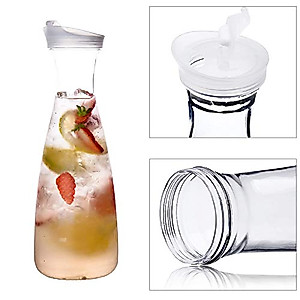 Carafes Pitchers With Lid,Clear Plastic Water Pitcher Or Beverage Drink Dispenser Jug For Cold Brew,Juice,Iced Tea, Coffee,Mimosa Bar（20 oz)