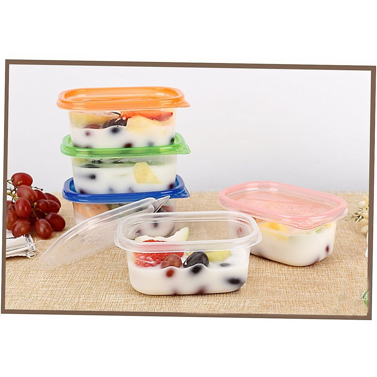 BUTIFULSIC 12 Pcs Disposable Rectangular Plastic Lunch Boxes with Lids Sealed Food Containers for Meal Prep Fruits and Cakes Multi Color Green