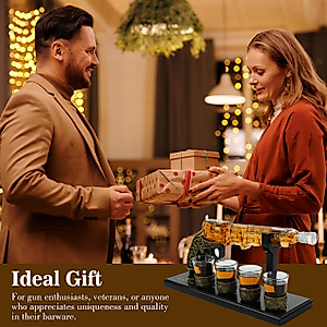 Luxury Gun Decanter with 4 Shot Glasses, Gift Box, &amp; Funnel - Unique Whiskey Decanter Sets for Men &amp; Women - Liquor Glass Gun Alcohol Bottle - Wine Tequila Decanter Set Gifts For Dad Gifts For Men