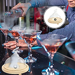 GANAZONO 1 Set Cloche Dome Cover Cocktail Drinks Lid with Wooden Base Clear Glass Display Dome for Infuser Smoker