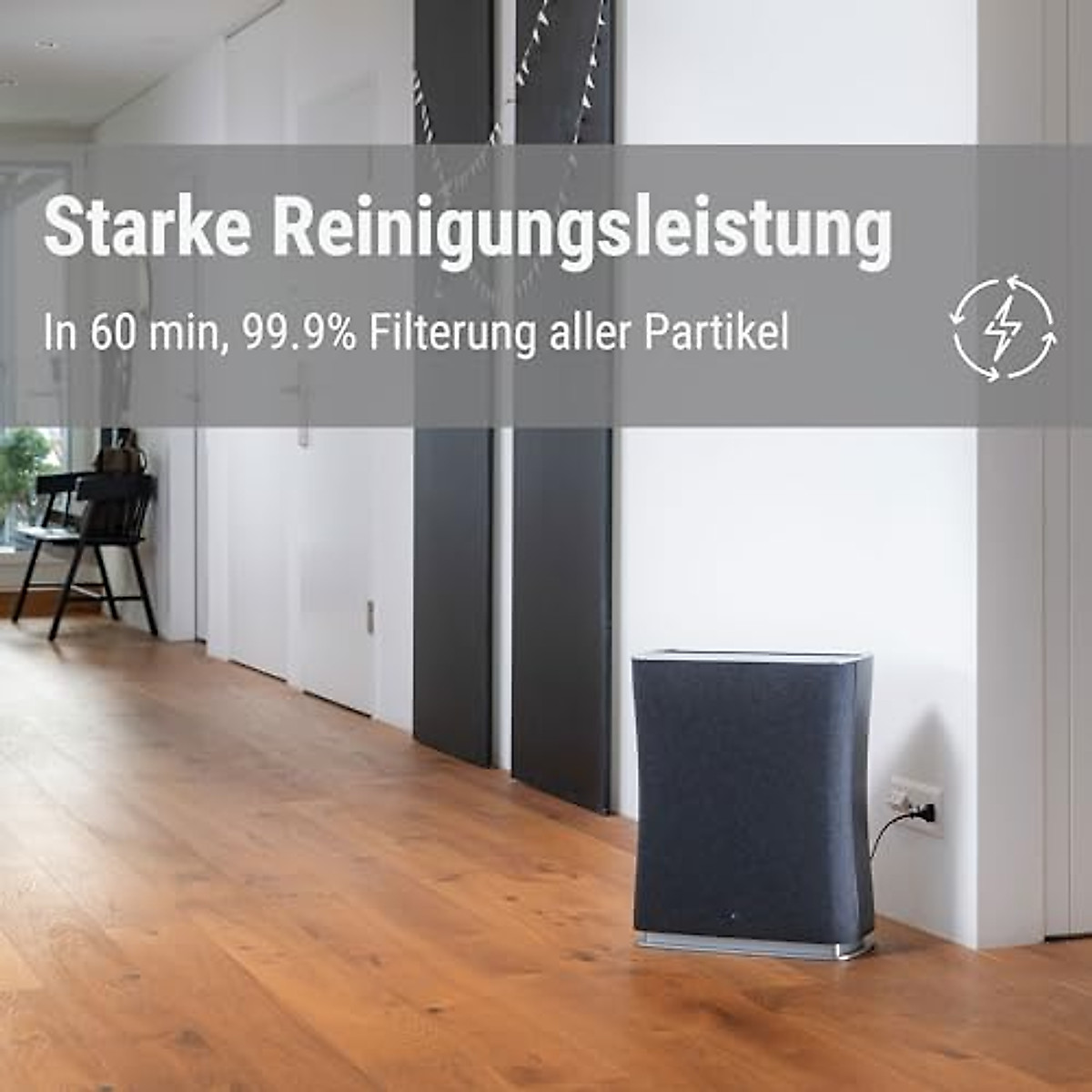 Stadler Form Luftreiniger Roger mit Dual Filter (H12 HEPA & Aktivkohle), filtert Schadstoffe wie Pollen, Staub, Tierhaare, Bakterien und Viren aus der Luft, bis zu 66 m² inkl. Auto-Modus