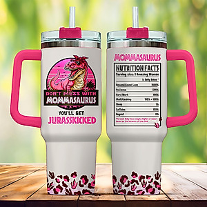 Black Mom, Mommasaurus Leopard Nutrition Facts, Tumbler 40 Oz With Handle Lid And Straw, Mom Nutrition Facts Double Wall Vacuum Leopard Coffee Hot And Iced, Mommasaurus Gifts