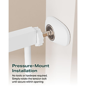 Cumbor 29.7"-40.6" Baby Gate for Stairs, Dog Gate for Doorways, Pressure Mounted Self Closing Pet Gates for Dogs Indoor, Durable Safety Child Gate with Easy Walk Thru Door, Mom's Choice Awards Winner