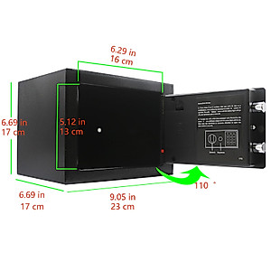 Heroecol Key and Electronic Security Safe Box Digital Deposit Box for Home Office Hotel Business Lock Box for Cash Jewelry Storage (Black, 0.17 Cubic Feet)