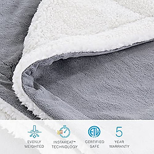 Pure Enrichment® WeightedWarmth™ - 2-in-1 Original Heated Weighted Blanket (50” x 60”) 13lbs, 4 InstaHeat™ Settings, BPA-Free Non-Toxic Glass Beads, Soft Micromink and Sherpa, with Storage Bag