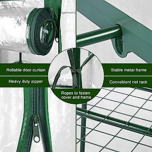 Mini Greenhouse for Plant Outdoors Indoor Seedlings,Portable Grow Greenhouse Tent Flower House Gardening Backyard (4-Tier House)