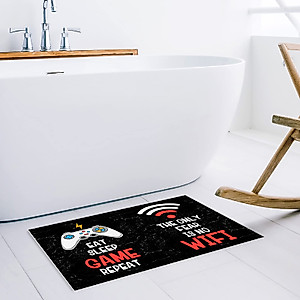 Video Game Art Funny Quotes Doormats Indoors Entrance Door Mat,Games Gamer Gamepad Earphone Waiting to Load Black Front Entry Way Welcome Kitchen Floor Door Mats,Bath Mats Accent Runner Rug,20x32
