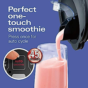 Hamilton Beach Smoothie Smart Blender with 5 Functions Including Auto-Cycle For Shakes & Smoothies, 40oz Glass Jar Dial, Stainless Steel (56208)