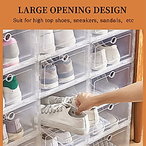 24pcs Shoe Storage Box Foldable Storage Plastic Clear Home Organizer Stackable Shoe Organizer Boxes, Clear Plastic Shoe Organizer for Closet, Easy Assembly Space Saving Foldable Shoe Holder Containers Bins