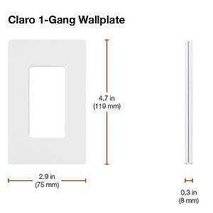 Lutron Claro 1 Gang Decorator/Rocker Wallplate, Gloss, White (96-Pack) | CW-1-WH-96