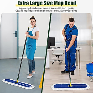 ZXHZAQ 36inch Commercial Dust Mop Pads for Floor Cleaning, Cleaning Office Garage Hardwood Warehouse Factory Mall 2PCS Blue
