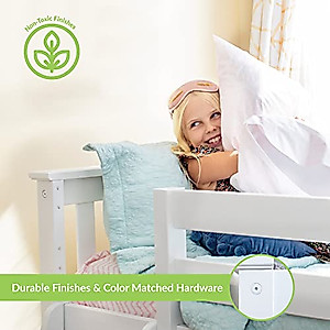 Max & Lily Low Bunk Bed, Twin-Over-Twin Wood Bed Frame For Kids, White