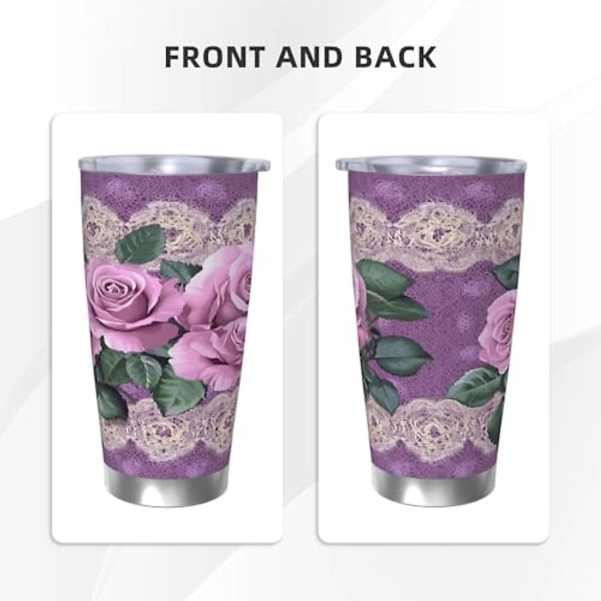 AYCZN Rose Flower 20 OZ Tumbler Stainless Steel Travel Coffee Mug, Floral Vintage Insulated Water Bottle with Lid Leakproof Thermal Cup