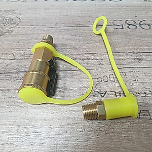 AuPro 1/4 Gas Port Plug and Dust Cap 1/4In Quick Disconnect Connect Propane Natural LP, Yellow, 3/8In