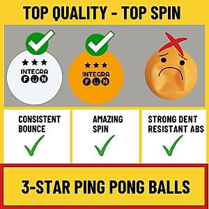 IntegraFun Pro Ping Pong Paddle Set with Ping Pong Net- Bracket Clamps,3-star Ping Pong Balls, Storage Case - Retractable Net and Post Set Adjustable to any Table - Indoor Outdoor Games for Family