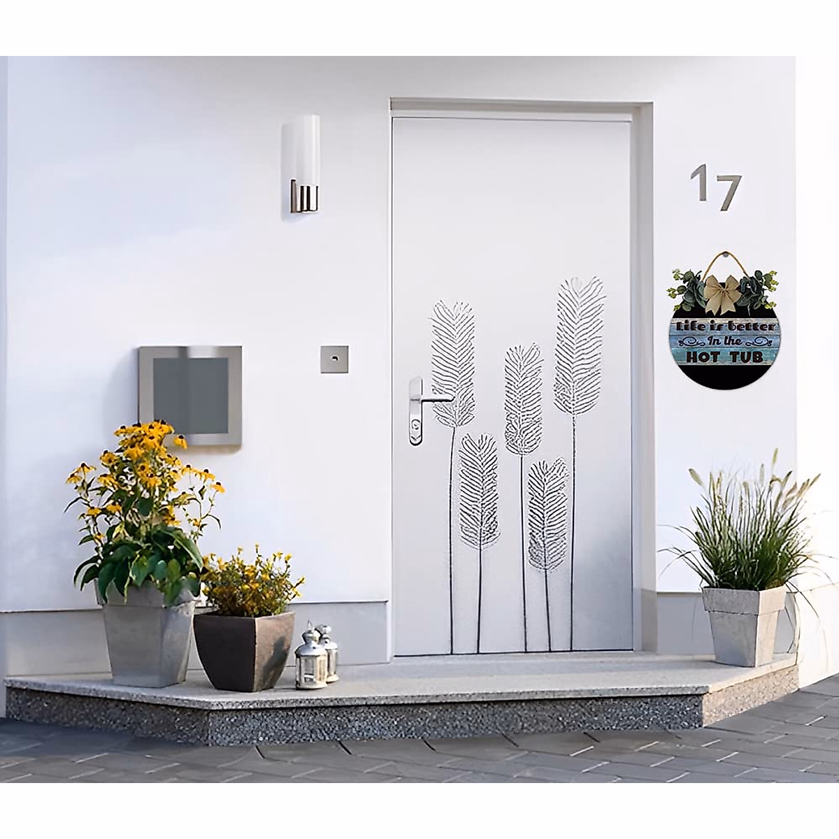 TYmall Retro Hot Tub Sign Funny Farmhouse Life is Better in The Hot Tub Wooden Hanging Sign Rustic Retro Wall Art Decor for Home Decoration 11Inch