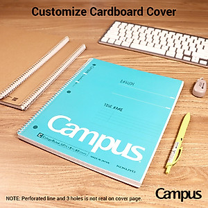 KOKUYO Spiral Notebook, 3 Pack Campus 10-1/2" x 8" Subject Notebooks with College Ruled, 80 Sheets, Pink Blue Green 3 Holes School Spiral Journal for Work Study Note Taking (WSG-SU-400G1×3)