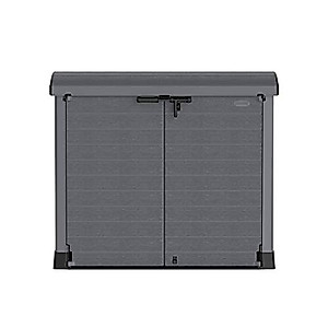Duramax Cedargrain StoreAway 1200L Plastic Garden Storage Shed / Arc Lid - Outdoor Storage Bike Shed – Durable & Strong Construction– Ideal for Tools, Bikes, BBQs & 2X 240L Bins, 145x85x125 cm, Grey
