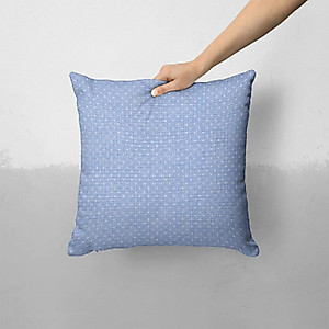 iiRov Micro Polka Dots Over Scratched Blue Fabric - Custom Decorative Home Decor Indoor or Outdoor Throw Pillow Cover Plus Cushion Set for Sofa, Bed or Couch (Pillow CASE Cover Plus Cushion)