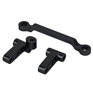 Woyisisi RC Steering Assembly, Aluminum Alloy Steering Assembly Kit Accessory Fit for WL A959 A979 A969 1/18 RC Car(Black)