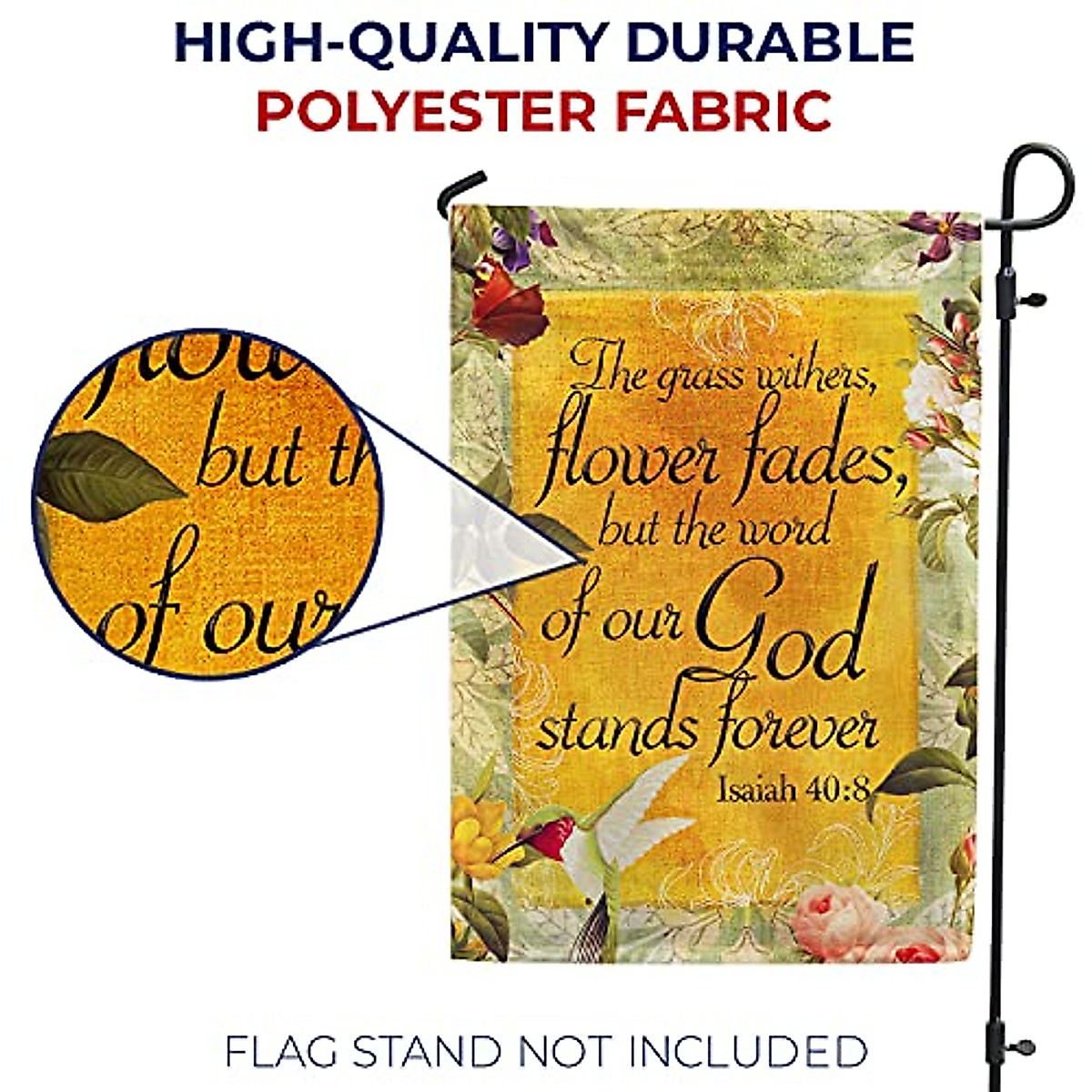 America Forever Bible Verse Garden Flag - 12.5 x 18 inch -Isaiah 40:8 God Stands Forever - Christian Quotes Double Sided Religious Outdoor Yard Decorative Inspirational Flag