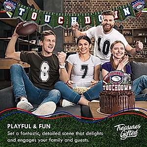 Treasures Gifted Football Birthday Banner Set of 3-1 Football Banner & 2 Pennants - Football Birthday Party Decorations - Football Decorations for Party, Football Hanging Decorations, Football Decor