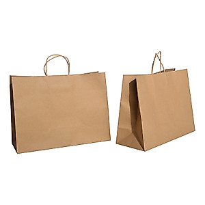 Brothersbox Small Brown Kraft Paper Bags with Handles 100PCS - 5.25*3.25*8 Inch Bags for Birthday Party Grocery Retail Shopping Business