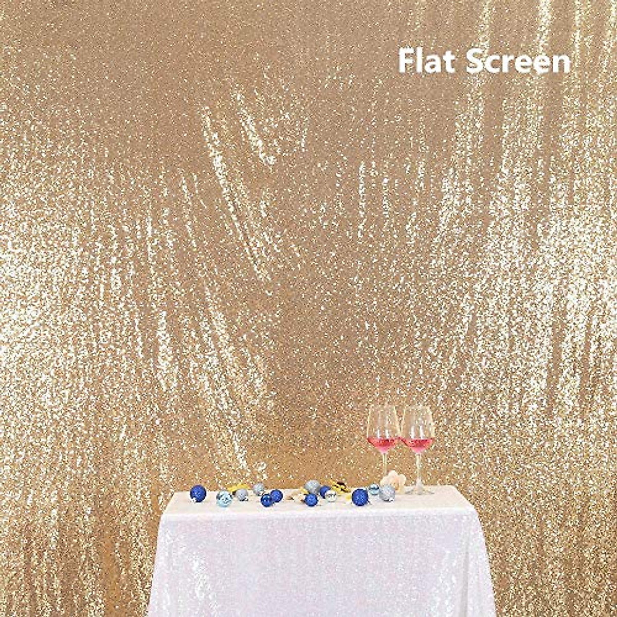 Juya Delight Light Gold Sequin Photography Backdrop Curtain for Party Banquet Festival Wedding Anniversary Exhibition,(6ft x 8ft，Light Gold)…