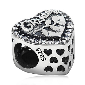 925 Sterling Silver Love Grandma Charm Heart Charm Birthday Charm Anniversary Charm for Pandora Charms Bracelet