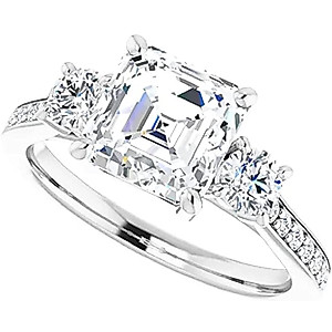 Moissanite World 3-Stone Moissanite Ring Heart 2.0CT, Moissanite Engagement Ring/Moissanite Wedding Ring/Moissanite Bridal Ring Set 925 Sterling Silver Perfact for Gift Or As You Want (11)