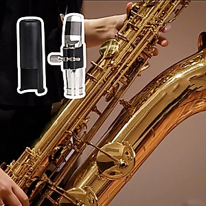 Yibuy Silver Jazz E-flat Alto Saxophone Mouthpiece 7# PU and Leather Cap 90 x 36 mm