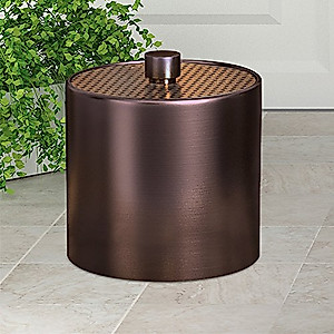 nu steel Selma Decorative Steel Bathroom Vanity Countertop Storage Organizer Canister Jar for Cotton Swabs, Rounds, Balls, Makeup Sponges, Bath Salts - Copper & Oil Rubbed Bronze