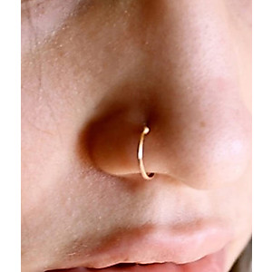 MODRSA Fake Septum Nose Hoop Rings Stainless Steel Faux Lip Ear Cuff Earrings Spring Nose Face Septum Ring Non Piercing Clip On Nose Rings Hoops Silver Rose Gold Black