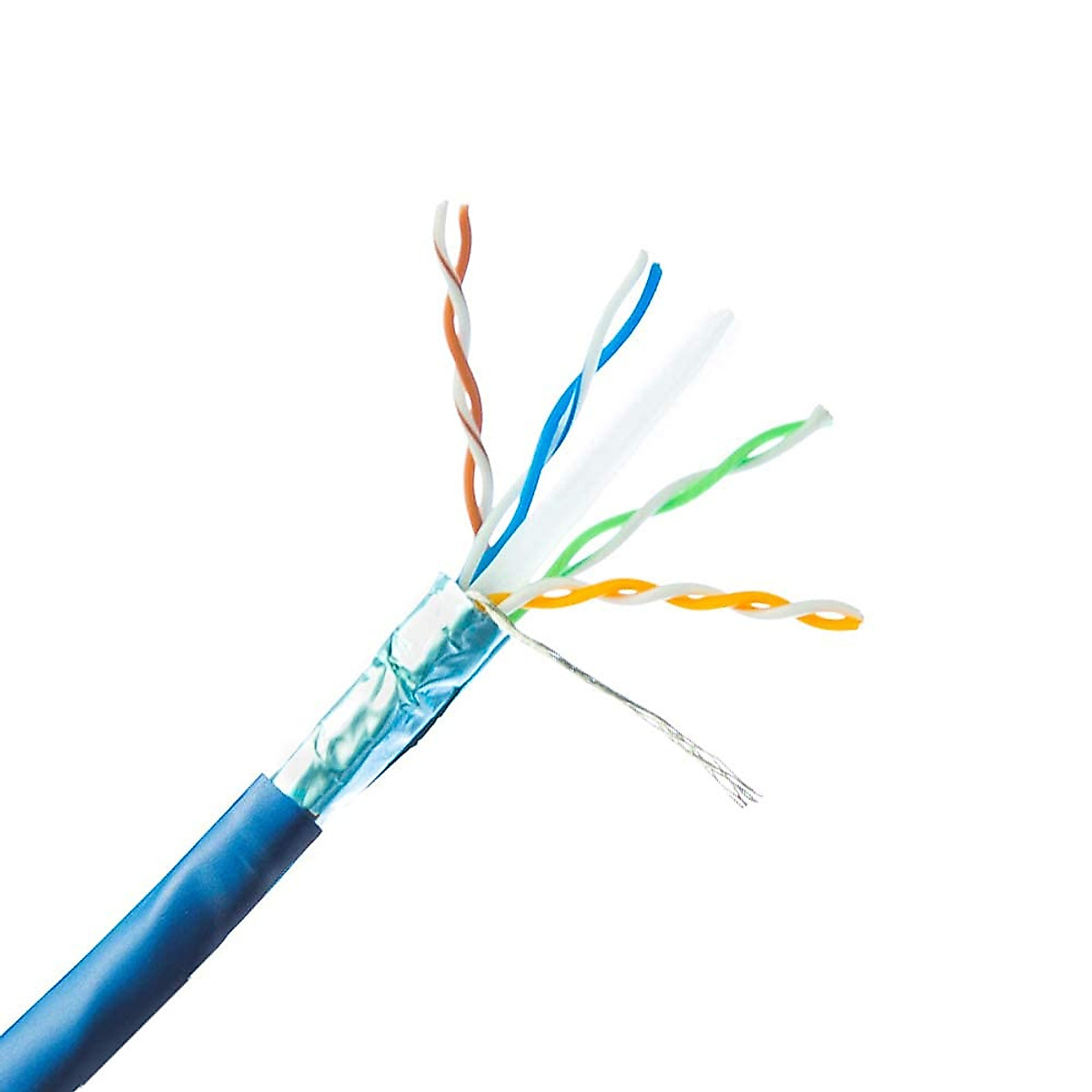 Cat6 Plenum Shielded (CMP) Overall Foil Shield (F/UTP), 1000ft, 23AWG | 100% Solid Bare Copper | 550MHz | Bulk Ethernet Cable, Available in Blue, White & Black Color (Blue)