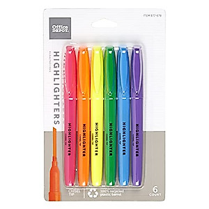 Office Depot 100% Recycled Pen-Style Highlighters, Assorted, Pack Of 6, HY1002-6AST