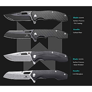WALLOPTON Camping Folding Knife - S35VN Powder Steel G10 Handle Comfortable Grip - Great for Cutting Hunting Hiking Survival, Father’s Day Gifts for Men Husband Dad. Include Sheath & Screwdriver