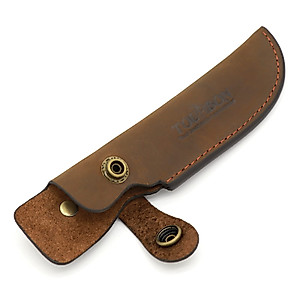 TOURBON Brown Leather Fixed Blade Knife Sheath with Snap Closure