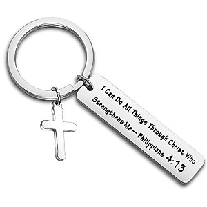 FEELMEM I Can Do All Things Through Christ Who Strengthens Me Philippians 4:13 Keychain Religious Jewelry Christian Gifts(Keychain)